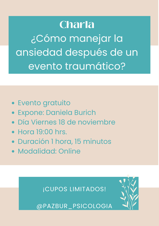 Charla ¿Cómo manejar la ansiedad después de un evento traumático ...